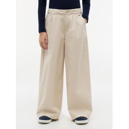 Tommy Hilfiger M&auml;dchen Stoffhose, beige, Gr. 5, unifarben, Web, Obermaterial: 97% Baumwolle, 3% Elasthan, Hosen, Kinder bis 16 Jahre