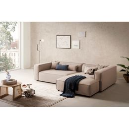 LeGer Home by Lena Gercke Ecksofa &raquo;PIARA XXL Struktur u. Leinenoptik, Big-Sofa, L-Form&laquo; wahlweise Ottomane rechts/links, Kedernaht, extra tiefe 
