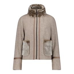 Gil Bret Damen Fellimitatjacke, beige, Gr. 36, unifarben, Web, Obermaterial: 70% Wolle, 20% Polyester, 10% Polyamid, Jacken, mit Rei&szlig;verschluss und
