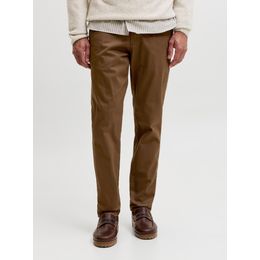 Jack & Jones JACK & JONES Herren Chinohose "JJIMARCO mit Badge und hohem Tragekomfort", braun, Gr. 32, unifarben, Web, Obermaterial: 98% Baumwolle, 2% Elasthan,
