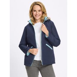 Classic Basics Damen Langjacke, blau, Gr. 46, bedruckt, gemustert, 100% Polyester, Wattierung:100% Polyester, Jacken