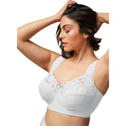 sheego Damen B&uuml;gelloser BH mit Spitze, wattierte Cups wei&szlig; Gr&ouml;&szlig;e 85D
