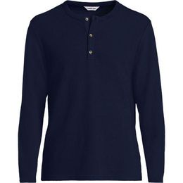 LANDS' END Ottoman-Henleyshirt mit langen &Auml;rmeln f&uuml;r Herren, Herren, size: regular, Blau, Baumwolle/Polyester/Baumwoll-Mischung, by Lands' End
