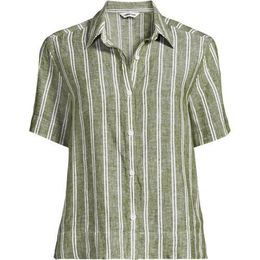 LANDS' END Premium Reinleinen-Hemd mit kurzen &Auml;rmeln f&uuml;r Damen in Plus-Gr&ouml;&szlig;e, Damen, size: plus, Gr&uuml;n, Leinen, by Lands' End