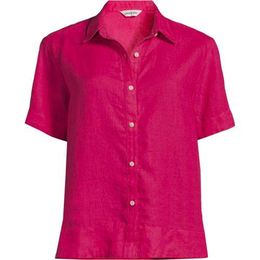 LANDS' END Premium Reinleinen-Hemd mit kurzen &Auml;rmeln f&uuml;r Damen, Damen, size: regular, Pink, Leinen, by Lands' End