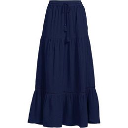 LANDS' END Maxi-Stufenrock aus Musselin f&uuml;r Damen in Plus-Gr&ouml;&szlig;e, Damen, size: plus, Blau, Baumwolle, by Lands' End