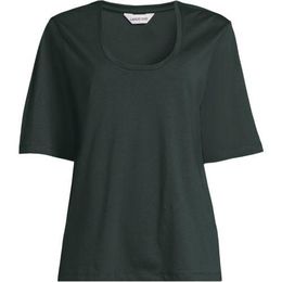 LANDS' END Supima-Shirt mit tiefem Rundausschnitt in Petite-Gr&ouml;&szlig;e, Damen, size: petite, Braun, Baumwolle, by Lands' End