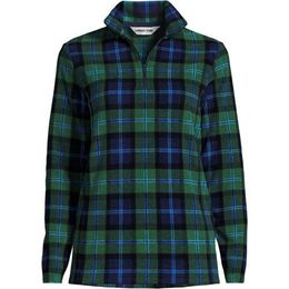 LANDS' END Gemusterter Fleece-Pullover mit Rei&szlig;verschluss f&uuml;r Damen, Damen, size: regular, Gr&uuml;n, Polyester, by Lands' End