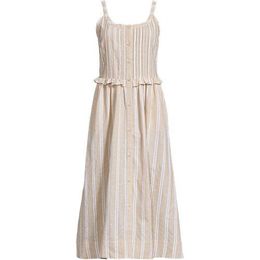 LANDS' END Soft Ease Midikleid mit Biesen aus Leinenmix f&uuml;r Damen, Damen, size: regular, Elfenbein, Baumwolle/Leinen, by Lands' End