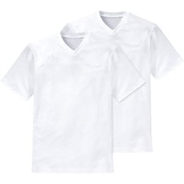 Schiesser Herren V-Shirt "Essentials", Gr. M, wei&szlig;, Single Jersey, Obermaterial: 100% Baumwolle, unifarben, Shirts, mit V-Ausschnitt