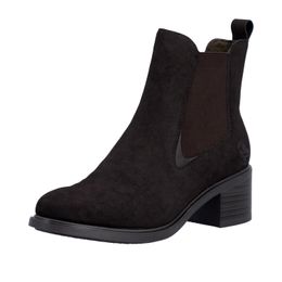 Rieker Damen Chelseaboots, Gr. 41, braun, Lederimitat, Schuhe, Stiefelette, Klassik-Boots, Blockabsatz, mit seitlichem Stretch