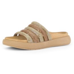 Gabor Damen Pantolette, Gr. 36, gold, Textil, Schuhe, Plateau, Sommerschuh, Schlappen in funkelnder Optik