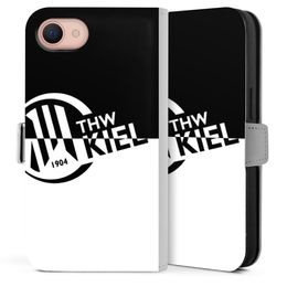 DeinDesign iPhone 16e Handy Klapph&uuml;lle Handyh&uuml;lle aus Kunst Leder wei&szlig; Flip Case Merchandise Thw Kiel Handball Sideflip mit Lasche
