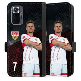 DeinDesign Xiaomi Redmi Note 10 Pro Handy Klapph&uuml;lle Handyh&uuml;lle aus Kunst Leder schwarz Flip Case Official Licensed Product Maximilian Mittelst&auml;dt Vfb Stuttgart 
