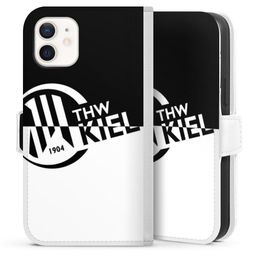 DeinDesign iPhone 12 mini Handy Klapph&uuml;lle Handyh&uuml;lle aus Kunst Leder wei&szlig; Flip Case Merchandise Thw Kiel Handball Sideflip mit Lasche