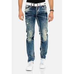 Cipo & Baxx CIPO & BAXX Herren 5-Pocket-Jeans "Cipo & Baxx Jeans", blau, Gr. 33, uni, Obermaterial: 100% Baumwolle CO., Jeans, in Straight-Fit, CD-149