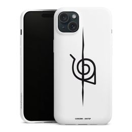 DeinDesign iPhone 15 Plus Handy Silikon H&uuml;lle Case wei&szlig; Handyh&uuml;lle Konoha Sasuke Naruto Shippuden Silikon Case