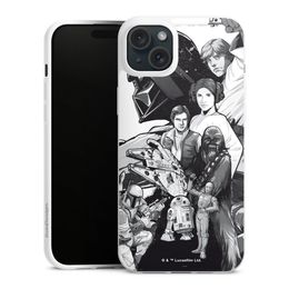 DeinDesign iPhone 15 Plus Handy Silikon H&uuml;lle Case wei&szlig; Handyh&uuml;lle Star Wars Official Licensed Product Darth Vader Silikon Case