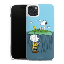 DeinDesign iPhone 15 Plus Handy Silikon H&uuml;lle Case wei&szlig; Handyh&uuml;lle Peanuts Children Snoopy Silikon Case