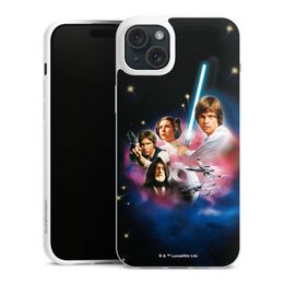 DeinDesign iPhone 15 Plus Handy Silikon H&uuml;lle Case wei&szlig; Handyh&uuml;lle Star Wars Lightsaber Merchandise Silikon Case