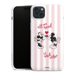 DeinDesign iPhone 15 Plus Handy Silikon H&uuml;lle Case wei&szlig; Handyh&uuml;lle Love Disney Silikon Case