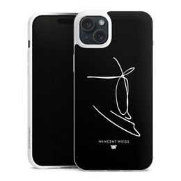 DeinDesign iPhone 15 Plus Handy Silikon H&uuml;lle Case wei&szlig; Handyh&uuml;lle Wincent Weiss Music Signature Silikon Case