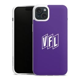 DeinDesign iPhone 15 Plus Handy Silikon H&uuml;lle Case wei&szlig; Handyh&uuml;lle Logo Official Licensed Product Vfl Osnabr&uuml;ck Silikon Case