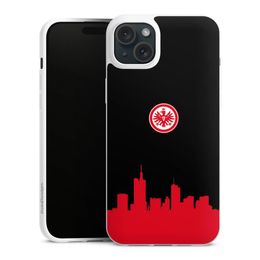 DeinDesign iPhone 15 Plus Handy Silikon H&uuml;lle Case wei&szlig; Handyh&uuml;lle Eintracht Frankfurt Sge Skyline Silikon Case
