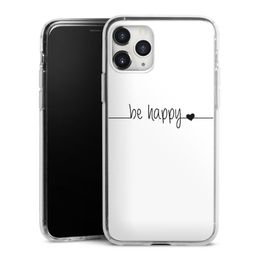 DeinDesign iPhone 11 Pro Max Handy Silikon H&uuml;lle Case transparent Handyh&uuml;lle Statement Happiness Sayings Silikon Case