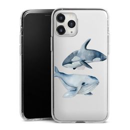 DeinDesign iPhone 11 Pro Max Handy Silikon H&uuml;lle Case transparent Handyh&uuml;lle Wale Water Colour Ocean Silikon Case