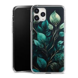 DeinDesign iPhone 11 Pro Max Handy Silikon H&uuml;lle Case transparent Handyh&uuml;lle Eukalyptus Leaves Black Silikon Case