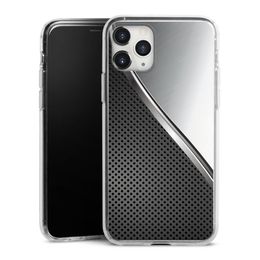 DeinDesign iPhone 11 Pro Max Handy Silikon H&uuml;lle Case transparent Handyh&uuml;lle Steel Metall Carbon Silikon Case
