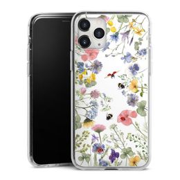 DeinDesign iPhone 11 Pro Max Handy Silikon H&uuml;lle Case transparent Handyh&uuml;lle Flowers Bee Muster Silikon Case