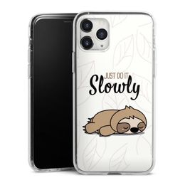 DeinDesign iPhone 11 Pro Max Handy Silikon H&uuml;lle Case transparent Handyh&uuml;lle Animals Sloth Lazy Sunday Silikon Case