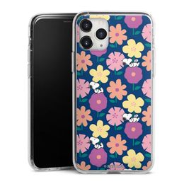 DeinDesign iPhone 11 Pro Max Handy Silikon H&uuml;lle Case transparent Handyh&uuml;lle Muster Snoopy Flowers Silikon Case