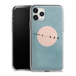 DeinDesign iPhone 11 Pro Max Handy Silikon H&uuml;lle Case transparent Handyh&uuml;lle Bird Turquoise Moon Silikon Case