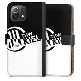 DeinDesign Xiaomi Mi 11 Lite 5G Handy Klapph&uuml;lle Handyh&uuml;lle aus Kunst Leder schwarz Flip Case Merchandise Thw Kiel Handball Sideflip mit langer Lasche