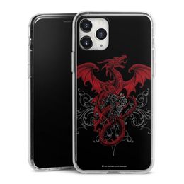 DeinDesign iPhone 11 Pro Max Handy Silikon H&uuml;lle Case transparent Handyh&uuml;lle Red Dragon Gothic Silikon Case