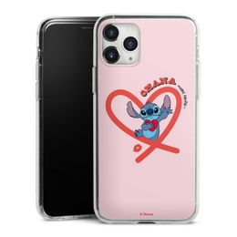 DeinDesign iPhone 11 Pro Max Handy Silikon H&uuml;lle Case transparent Handyh&uuml;lle Heart Lilo & Stitch Disney Silikon Case