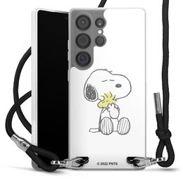 DeinDesign Galaxy S25 Ultra Handy Carry Case H&uuml;lle mit Band Handykette zum Umh&auml;ngen schwarz Snoopy Love Peanuts Carry Case