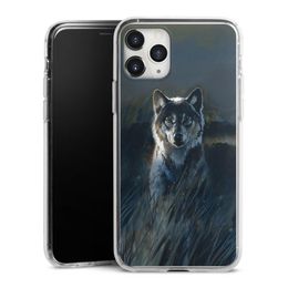 DeinDesign iPhone 11 Pro Max Handy Silikon H&uuml;lle Case transparent Handyh&uuml;lle Wolf Painting Nature Silikon Case