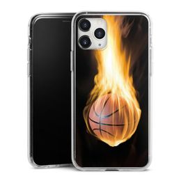 DeinDesign iPhone 11 Pro Max Handy Silikon H&uuml;lle Case transparent Handyh&uuml;lle Sports Basketball Fire Silikon Case