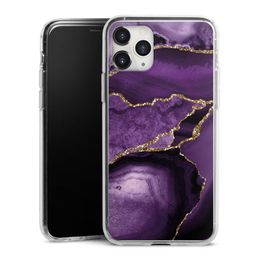 DeinDesign iPhone 11 Pro Max Handy Silikon H&uuml;lle Case transparent Handyh&uuml;lle Pink Glitzer Marble Silikon Case