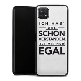 DeinDesign Galaxy A22 5G Handy Slim Case extra d&uuml;nn Silikon Handyh&uuml;lle schwarz H&uuml;lle Spruch Sayings Statement Silikon Slim Case