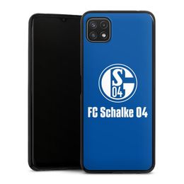 DeinDesign Galaxy A22 5G Handy Slim Case extra d&uuml;nn Silikon Handyh&uuml;lle schwarz H&uuml;lle Fc Schalke 04 Official Licensed Product Logo Silikon Slim Case