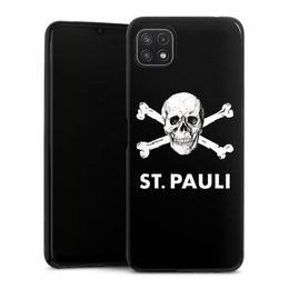 DeinDesign Galaxy A22 5G Handy Slim Case extra d&uuml;nn Silikon Handyh&uuml;lle schwarz H&uuml;lle Totenkopf Fc St. Pauli Official Licensed Product Silikon Slim Case