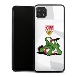 DeinDesign Galaxy A22 5G Handy Slim Case extra d&uuml;nn Silikon Handyh&uuml;lle schwarz H&uuml;lle Vfb Stuttgart Mascot Official Licensed Product Silikon Slim Case