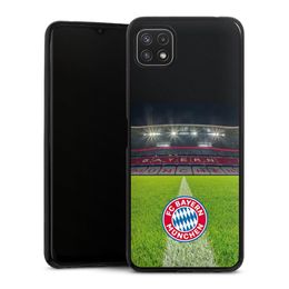 DeinDesign Galaxy A22 5G Handy Slim Case extra d&uuml;nn Silikon Handyh&uuml;lle schwarz H&uuml;lle Stadium Fc Bayern M&uuml;nchen Fcb Silikon Slim Case