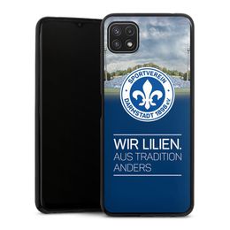 DeinDesign Galaxy A22 5G Handy Slim Case extra d&uuml;nn Silikon Handyh&uuml;lle schwarz H&uuml;lle Official Licensed Product Sv Darmstadt 98 Coat Of Arms Silikon Slim Case