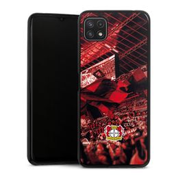 DeinDesign Galaxy A22 5G Handy Slim Case extra d&uuml;nn Silikon Handyh&uuml;lle schwarz H&uuml;lle Merchandise Official Licensed Product Bayer 04 Leverkusen Silikon Slim Case